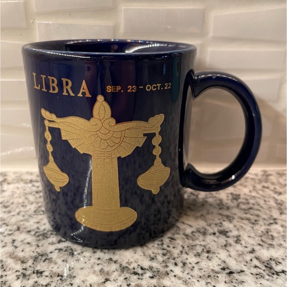 Kitchen | Vintage Libra Zodiac Mug In Navy And Gold | Poshmark